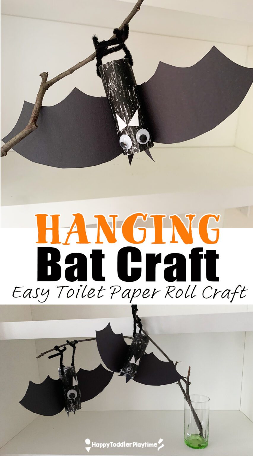 Hanging Toilet Paper Roll Bat Craft for Kids - Happy Toddler Playtime