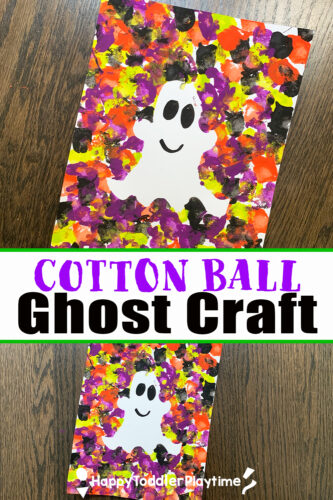 Cotton Ball Painted Ghost Craft - Happy Toddler Playtime