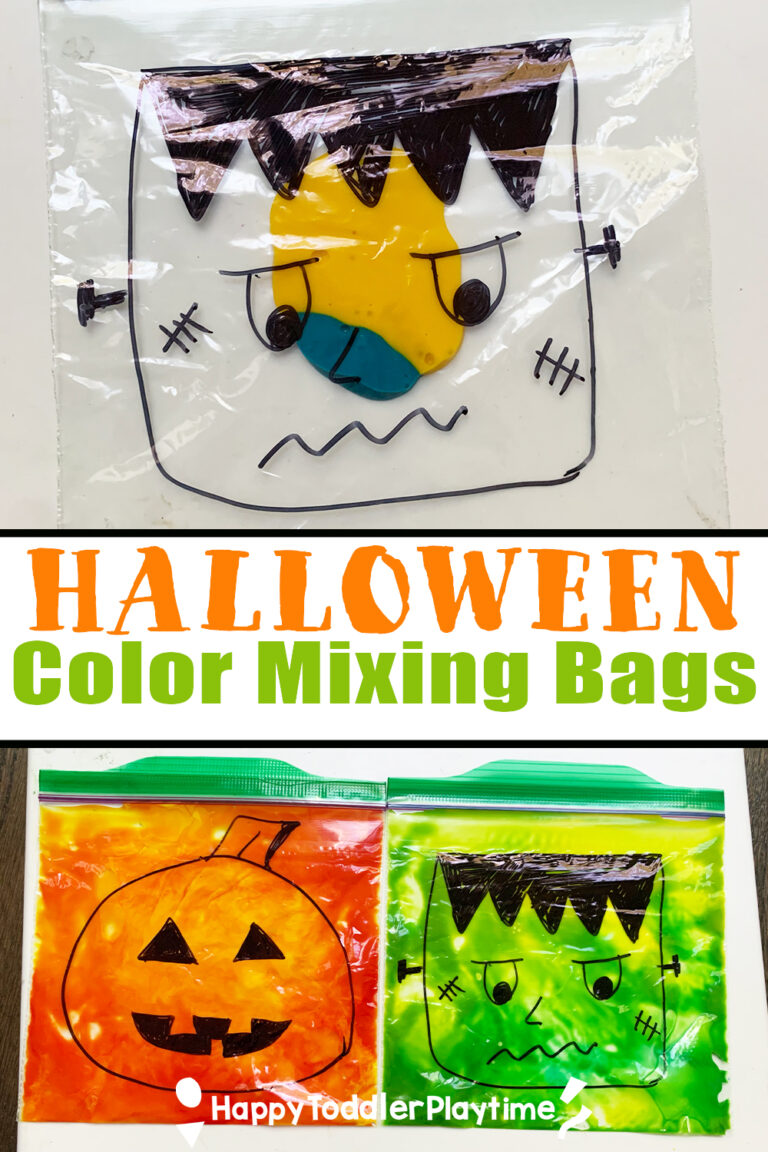 Halloween Color Mixing Bags - Happy Toddler Playtime