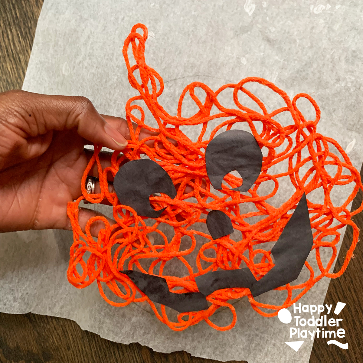 Scribble Yarn Pumpkin Craft for Kids - Happy Toddler Playtime
