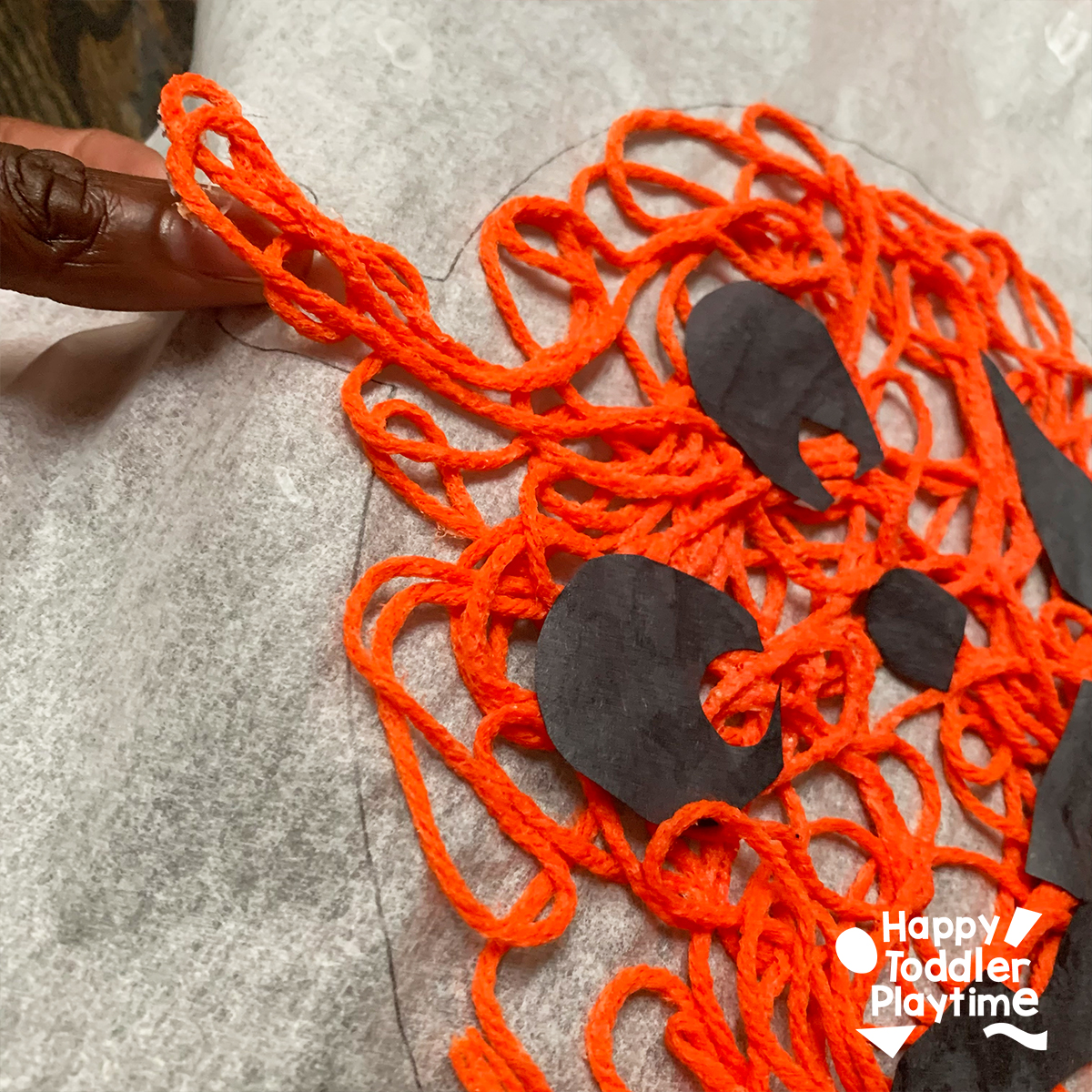 Scribble Yarn Pumpkin Craft for Kids - Happy Toddler Playtime