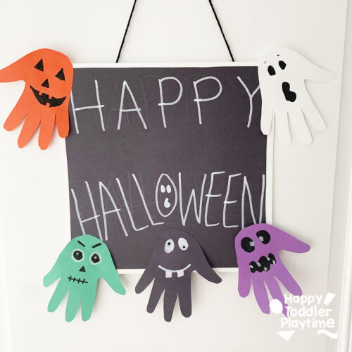 Halloween Handprint Sign - Happy Toddler Playtime
