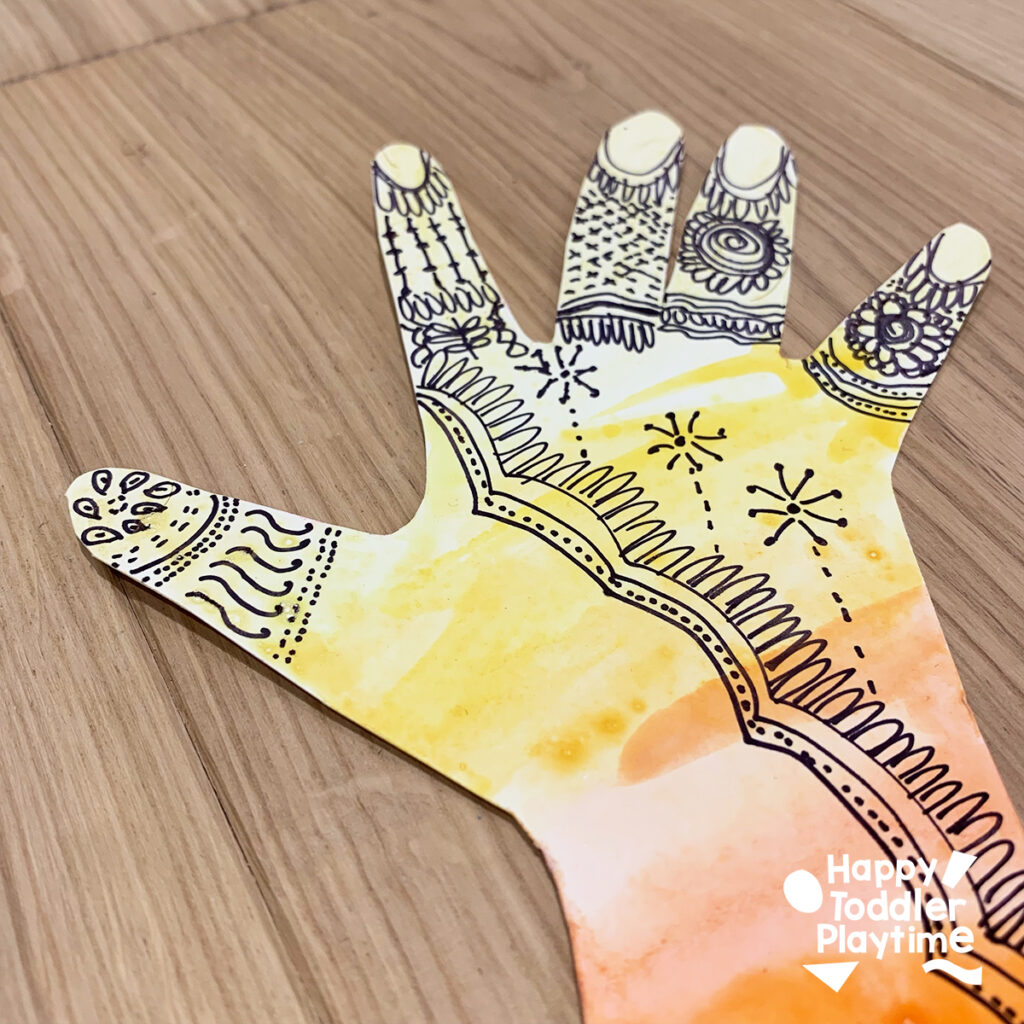 Watercolor Henna Handprint Craft for Kids - Happy Toddler Playtime