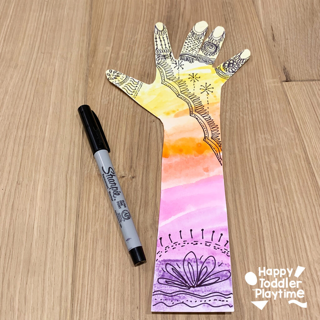 Watercolor Henna Handprint Craft for Kids - Happy Toddler Playtime