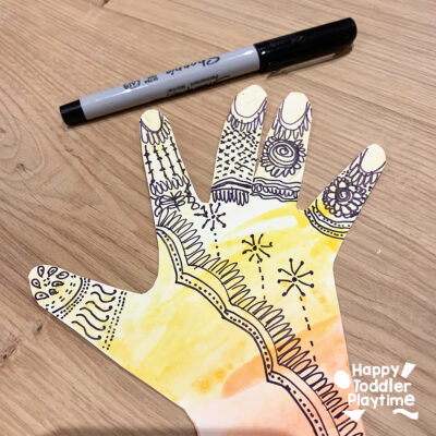Watercolor Henna Handprint Craft for Kids - Happy Toddler Playtime