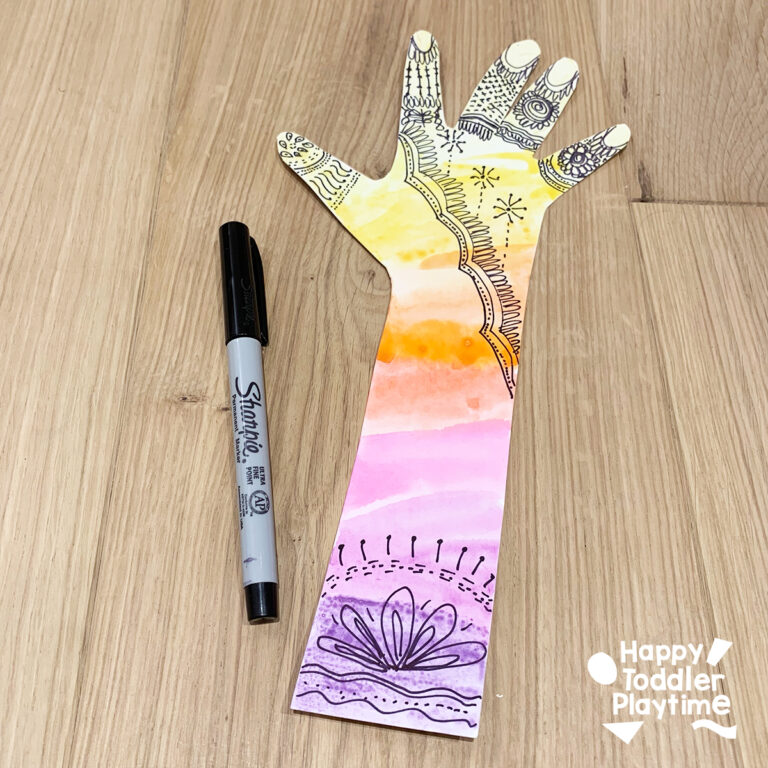 Watercolor Henna Handprint Craft for Kids - Happy Toddler Playtime