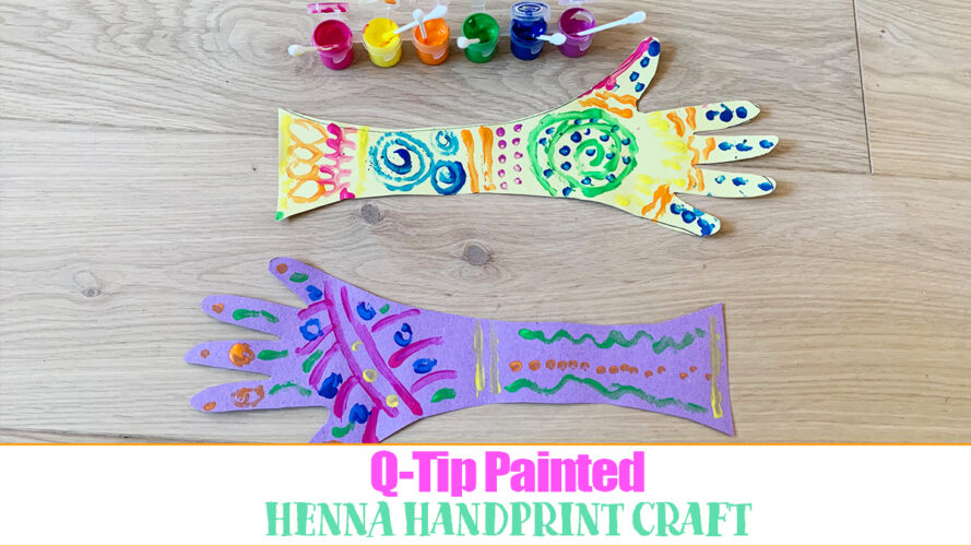 Q-Tip Painted Henna Handprint Craft for Diwali - Happy Toddler Playtime