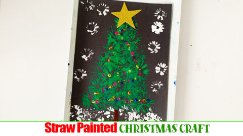 Straw Painted Christmas Tree Craft - Happy Toddler Playtime