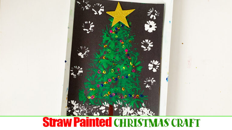 Straw Painted Christmas Tree Craft - Happy Toddler Playtime