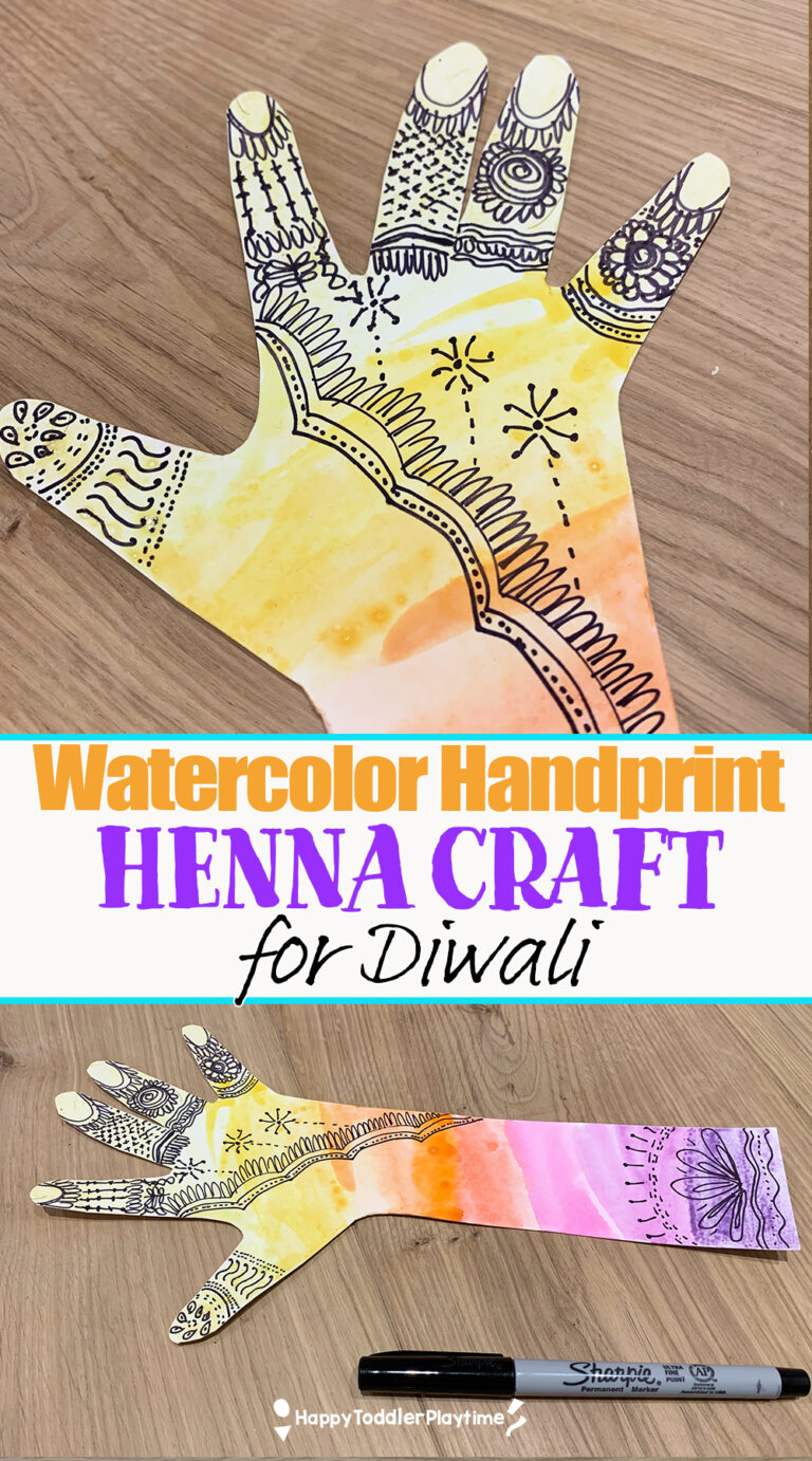 Watercolor Henna Handprint Craft for Kids - Happy Toddler Playtime