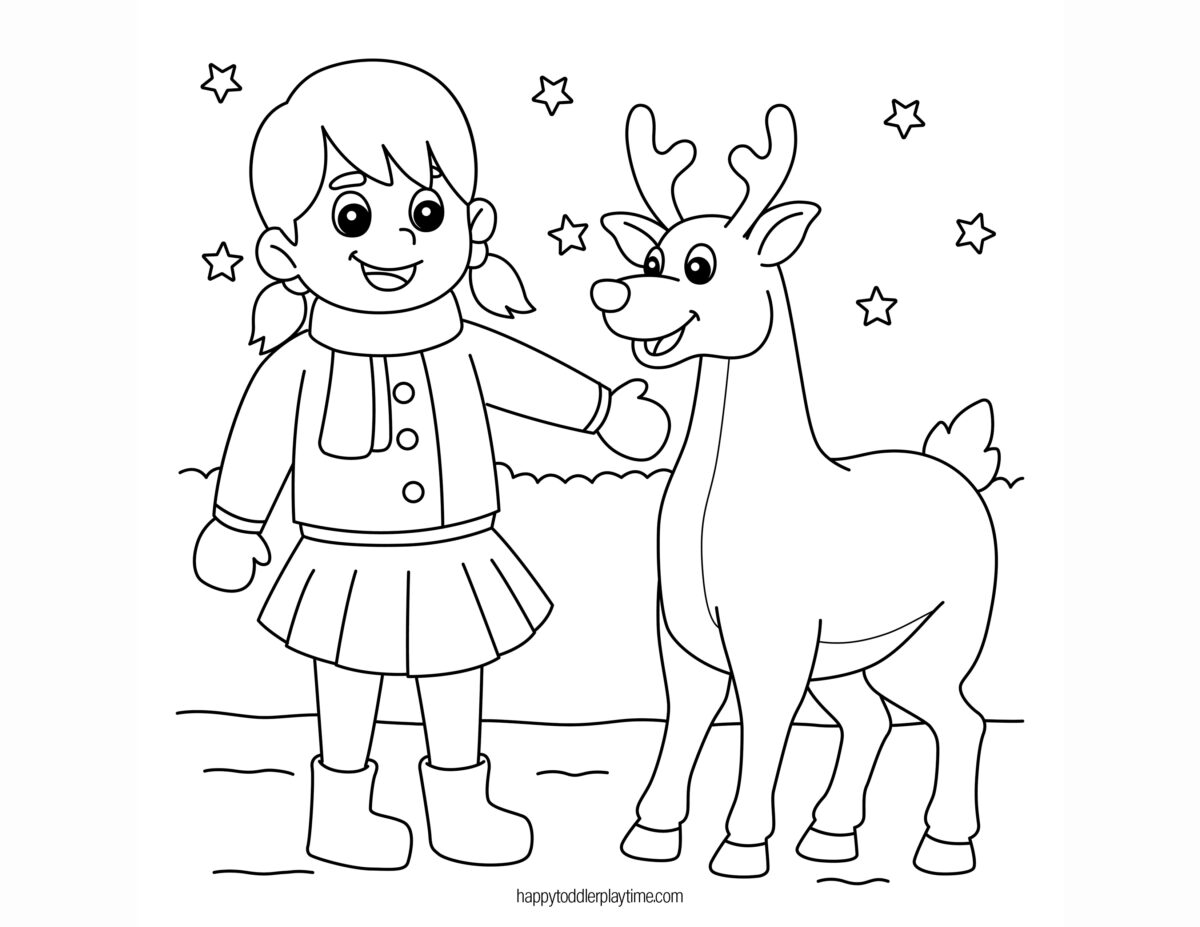 Free Printable Christmas Reindeer Coloring Pages - Happy Toddler Playtime