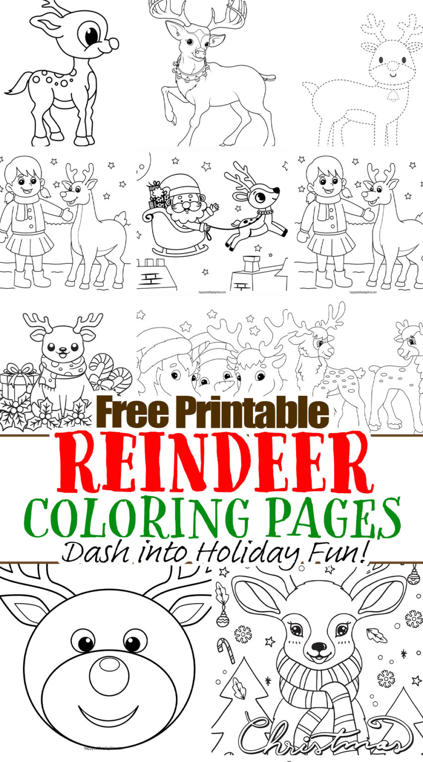 Free Printable Christmas Reindeer Coloring Pages: Dash into Holiday Fun ...