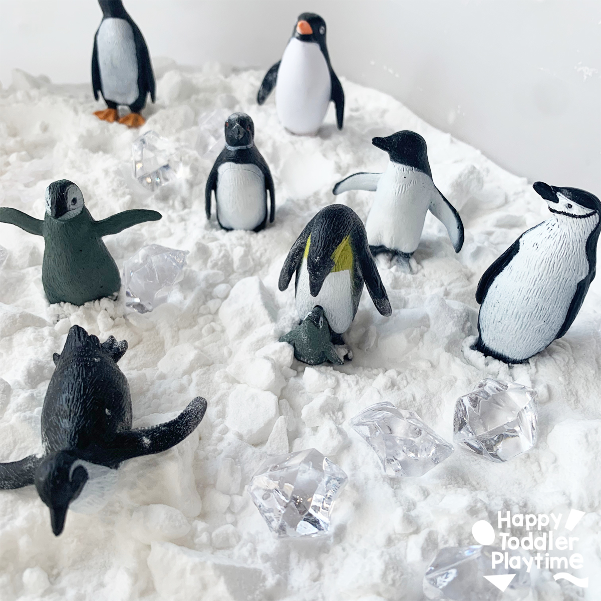 Fizzy Penguin Sensory Bin - Happy Toddler Playtime