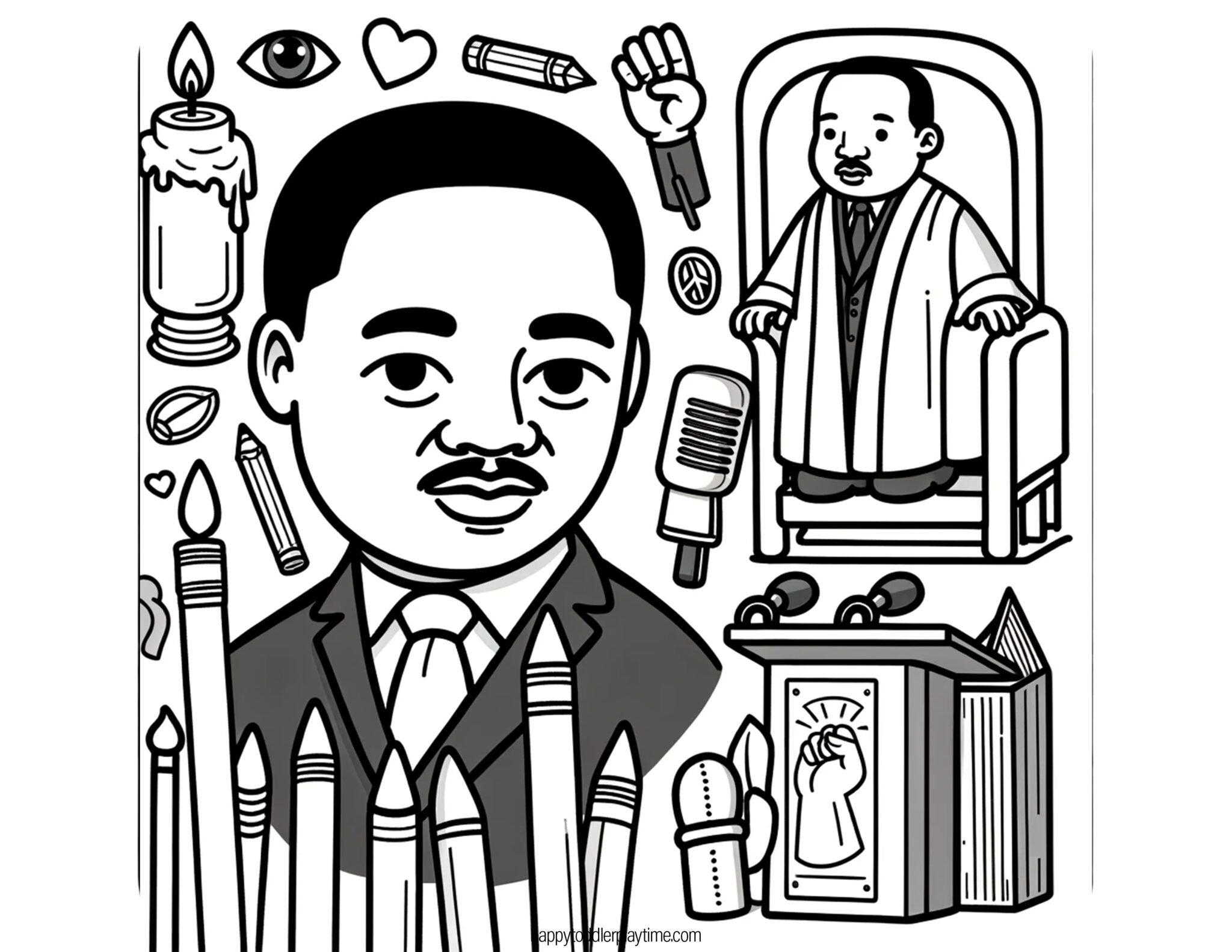 Martin Luther King Day Coloring Pages for Kids - Happy Toddler Playtime