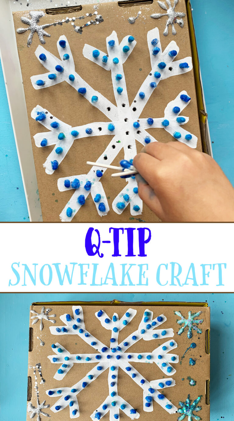 Q-Tip SnowFlake Craft For Kids - Happy Toddler Playtime