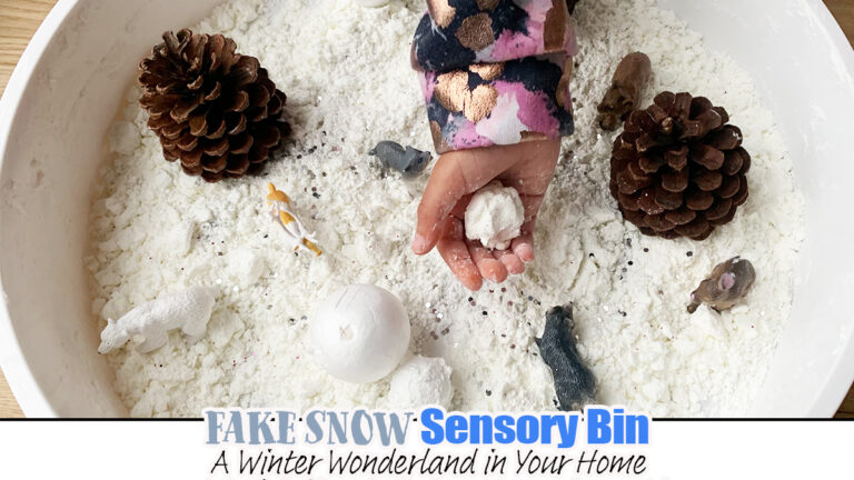Fake Snow Sensory Bin - Happy Toddler Playtime