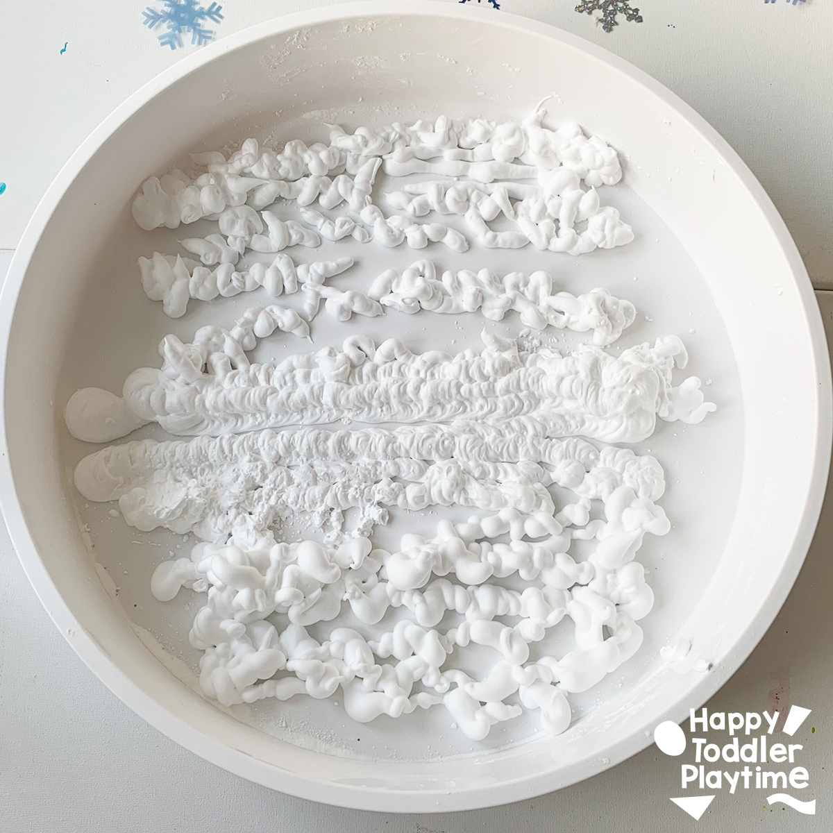 Fake Snow Sensory Bin - Happy Toddler Playtime