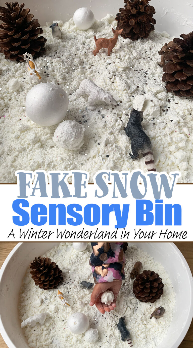 Fake Snow Sensory Bin - Happy Toddler Playtime