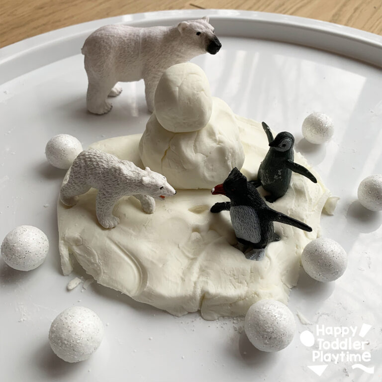 Snow Playdough: Made With Only 2 Ingredients! - Happy Toddler Playtime