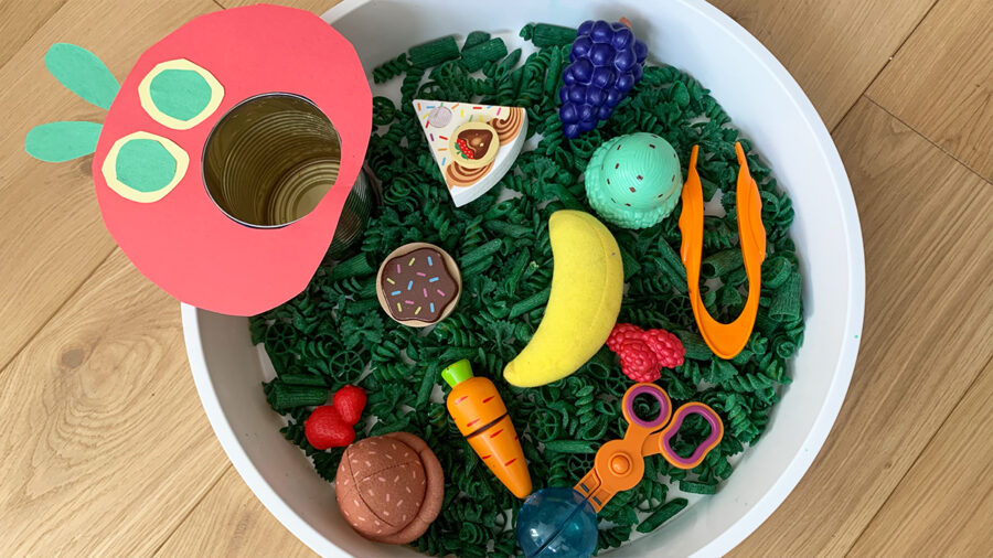 The Very Hungry Caterpillar Sensory Bin - Happy Toddler Playtime
