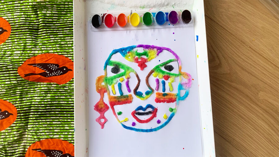 Salt Painted African Masks Craft - Happy Toddler Playtime