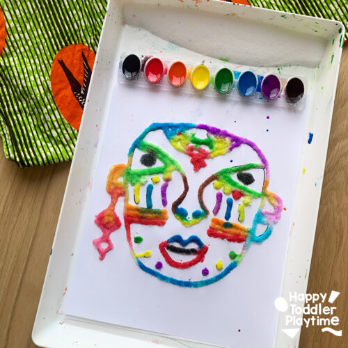 Salt Painted African Masks Craft - Happy Toddler Playtime