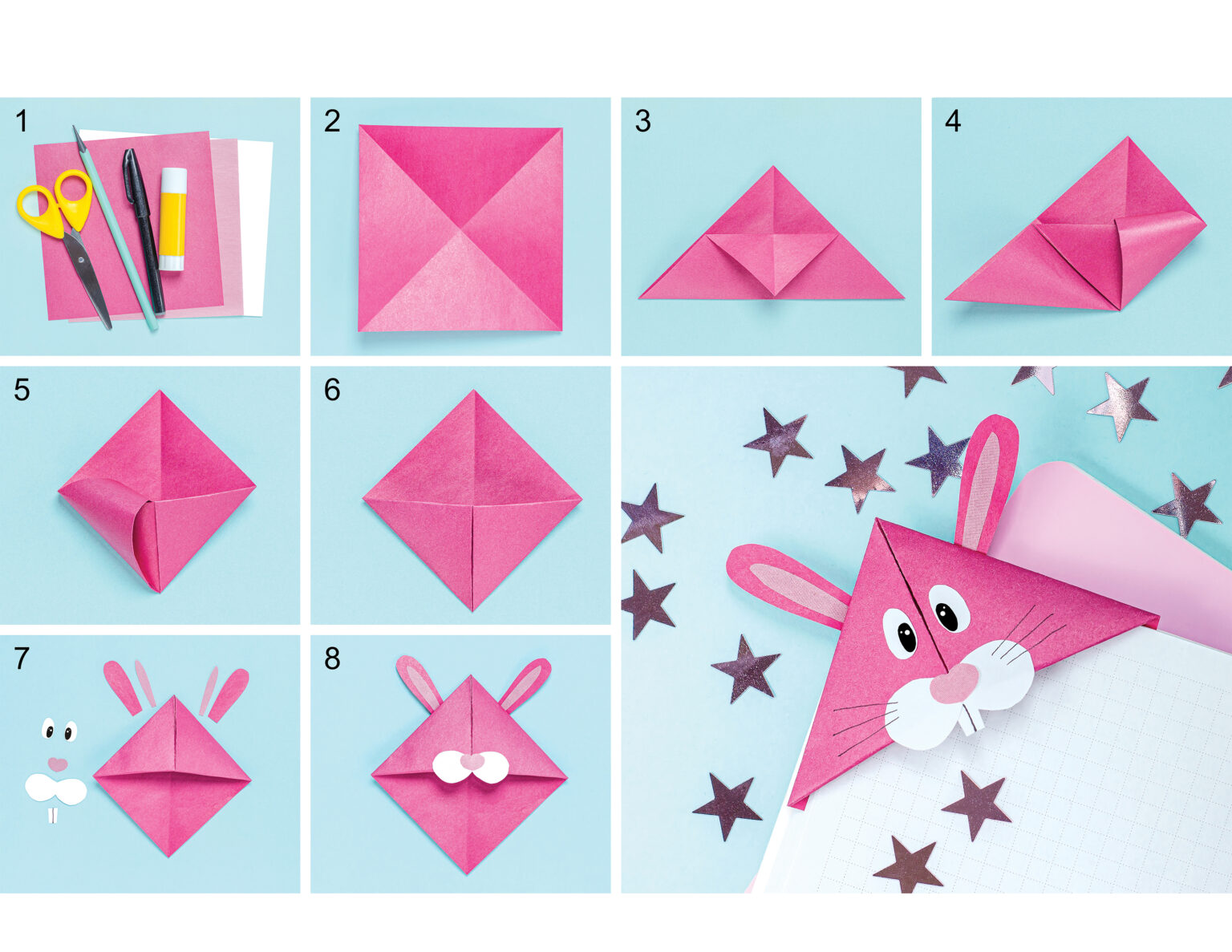 Bunny Bookmark Origami Craft - Happy Toddler Playtime