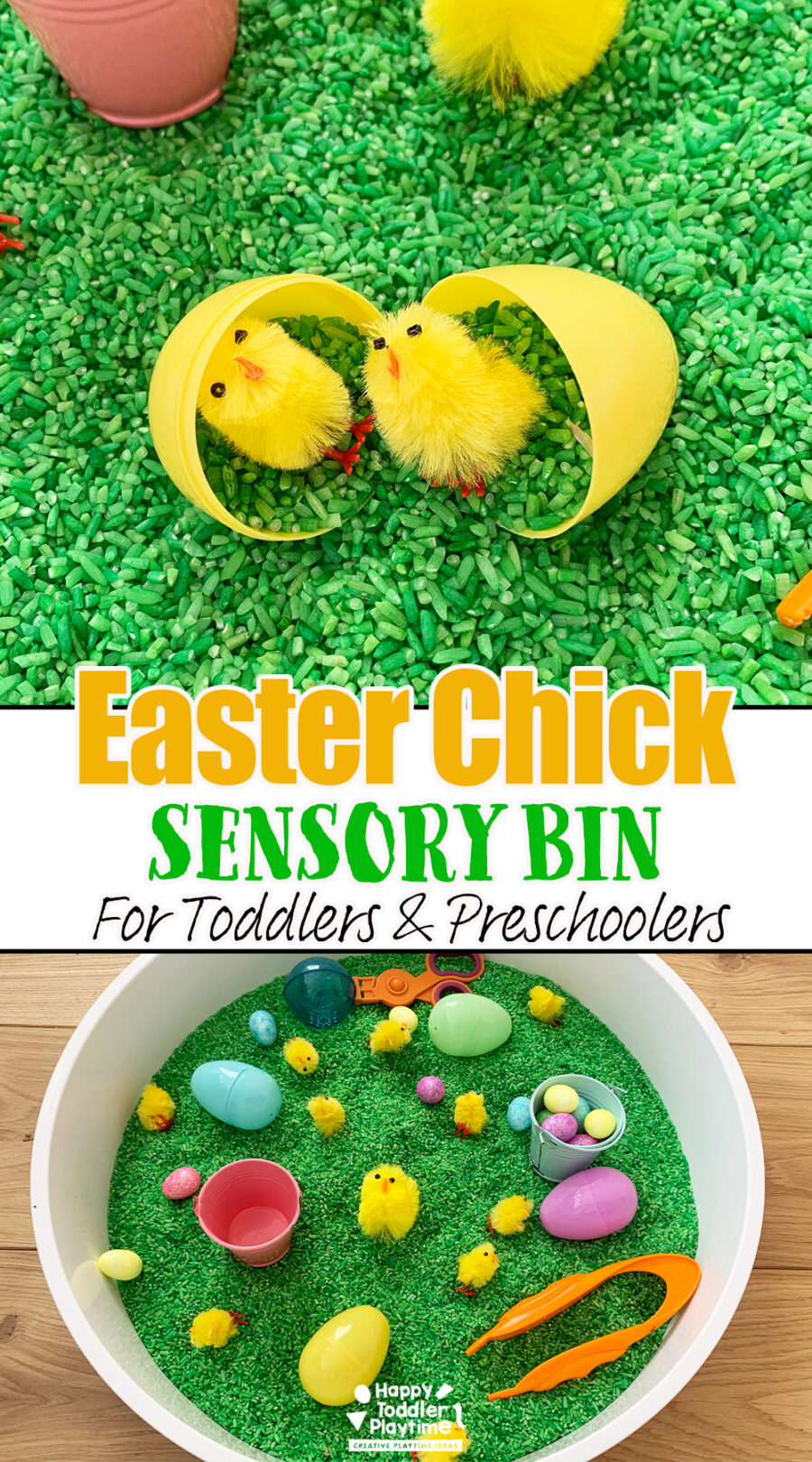 Easter Chick Sensory Bin - Happy Toddler Playtime
