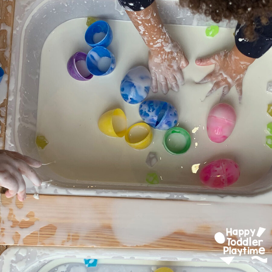 Easter Oobleck Sensory Bin - Happy Toddler Playtime