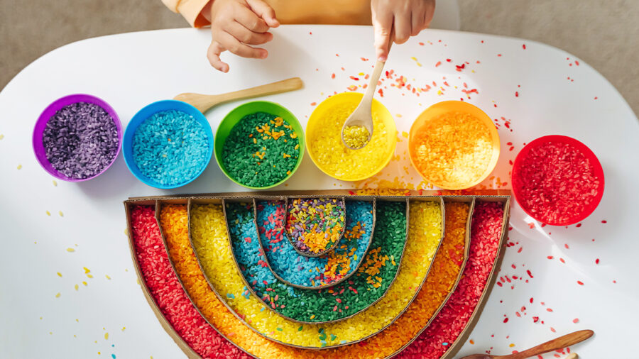 Rainbow Sensory Bin - Happy Toddler Playtime