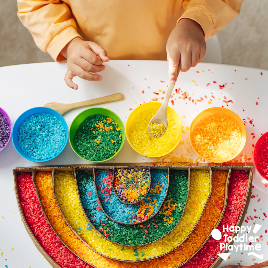 Rainbow Sensory Bin - Happy Toddler Playtime