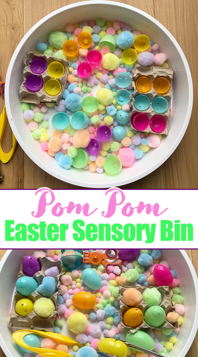 Pom Pom Easter Sensory Bin - Happy Toddler Playtime