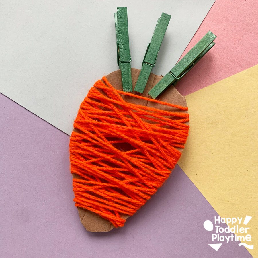 Yarn Wrapped Carrot Craft - Happy Toddler Playtime