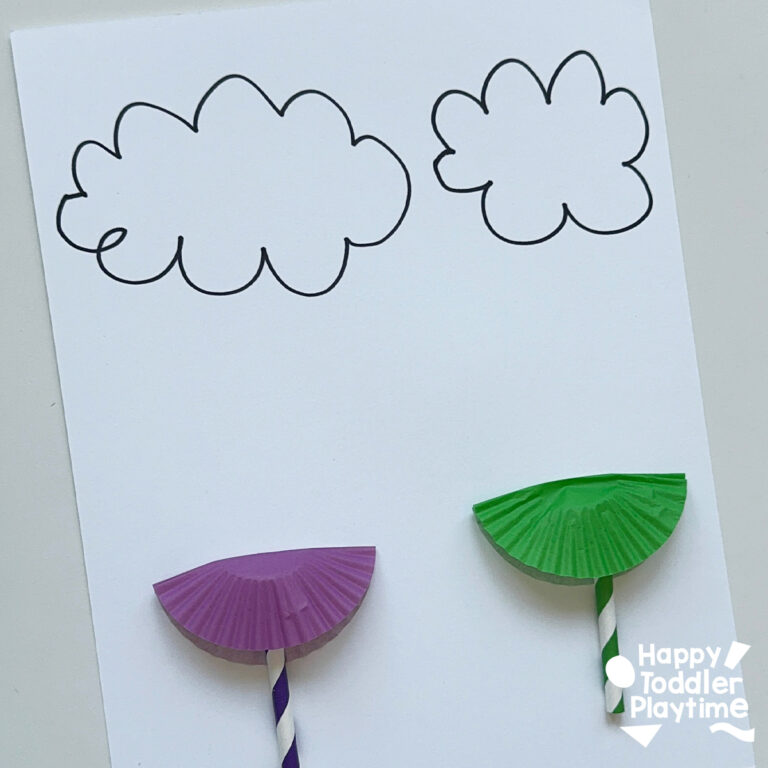 Cupcake Liner Umbrella Rain Craft - Happy Toddler Playtime