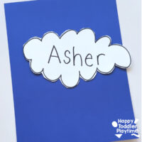 Cloud Raindrop Name Craft - Happy Toddler Playtime