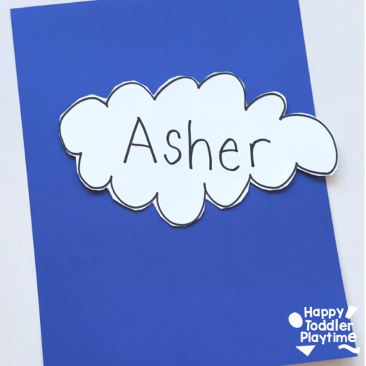 Cloud Raindrop Name Craft - Happy Toddler Playtime