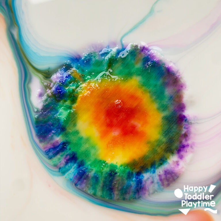 Rainbow Milk Experiment - Happy Toddler Playtime