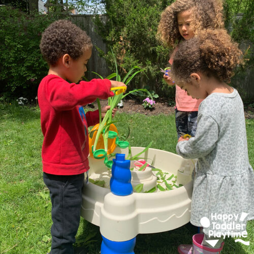 Easy Nature Cutting Bin for Preschoolers - Happy Toddler Playtime