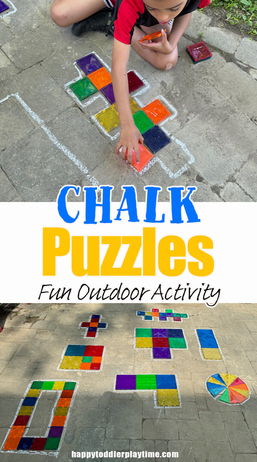 Sidewalk Chalk Magnetic Tile Puzzles - Happy Toddler Playtime