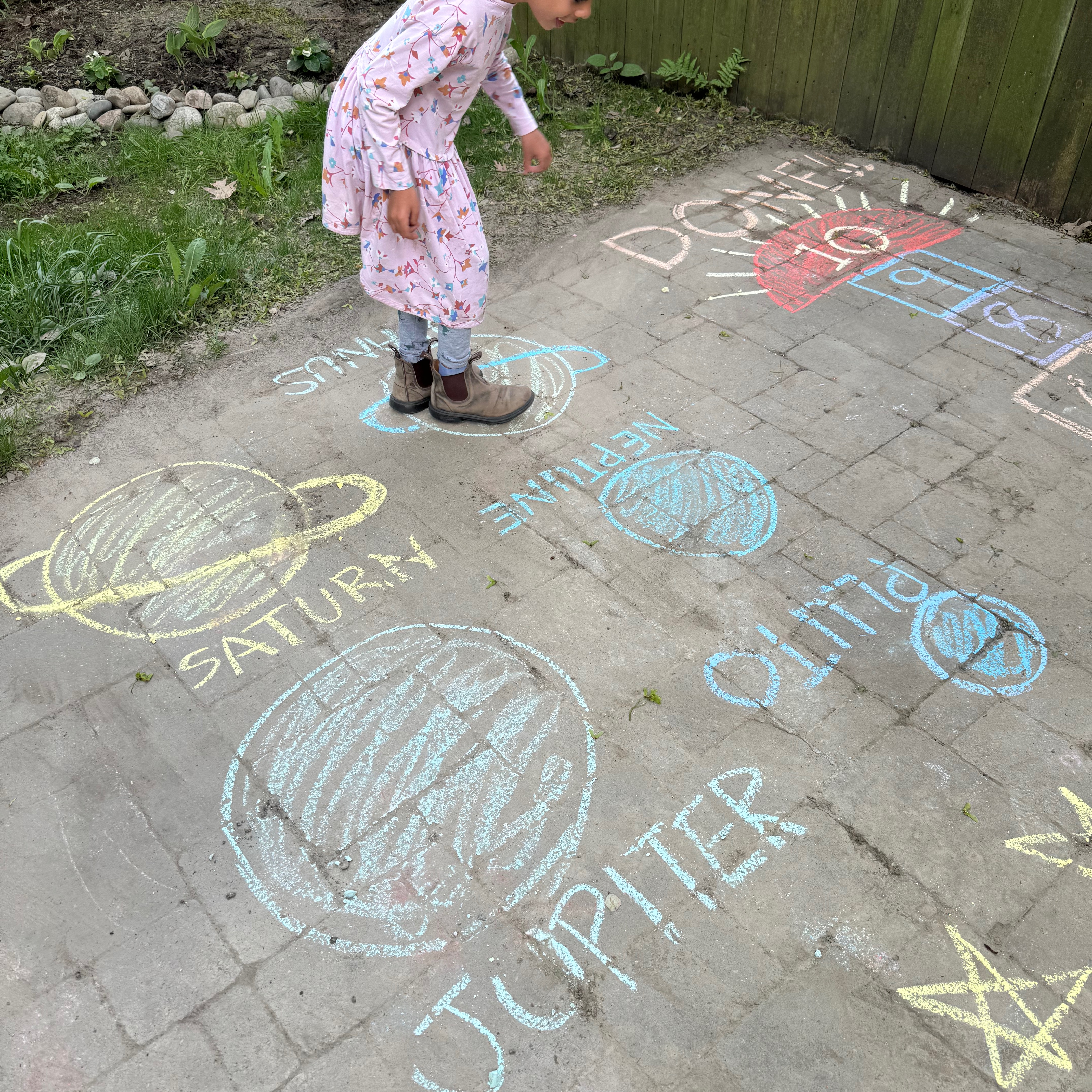 Sidewalk Chalk Obstacle Course - Happy Toddler Playtime