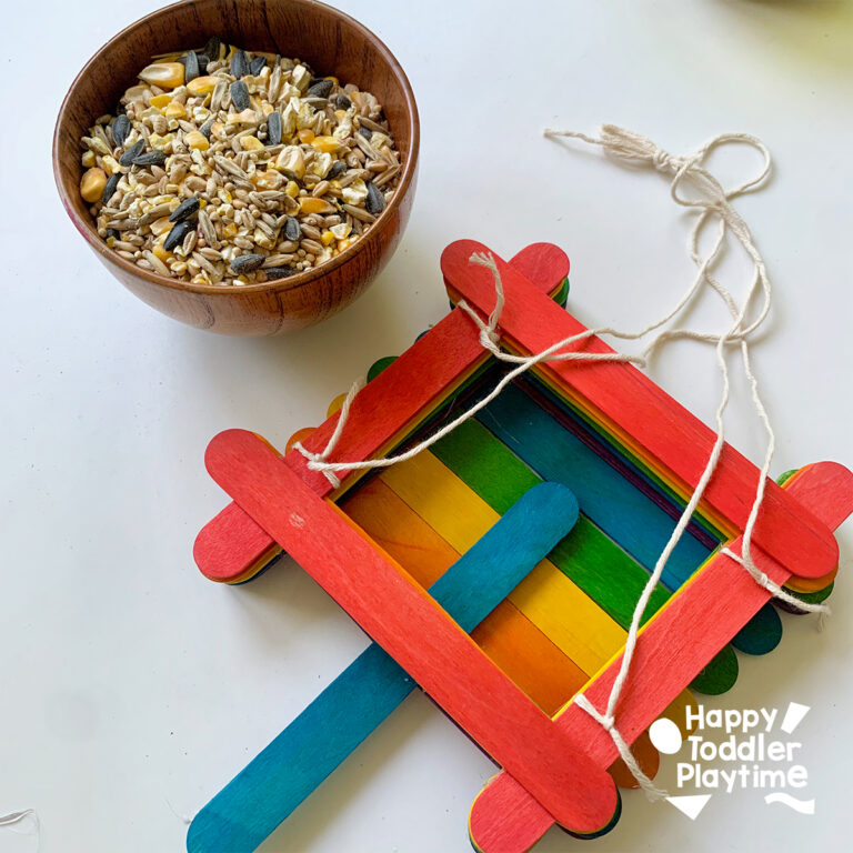 Popsicle Stick Bird Feeder - Happy Toddler Playtime