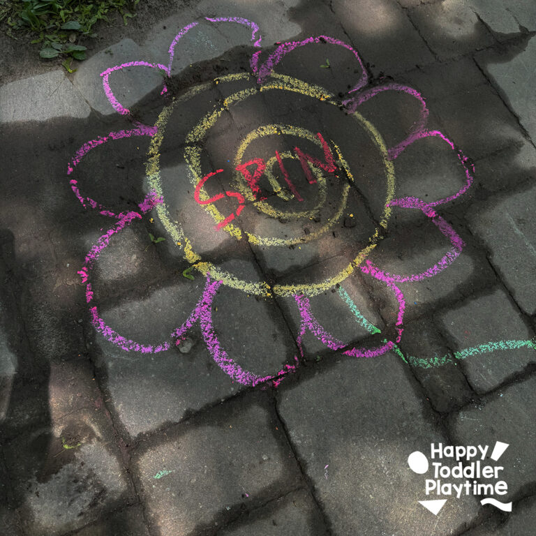 Sidewalk Chalk Obstacle Course - Happy Toddler Playtime