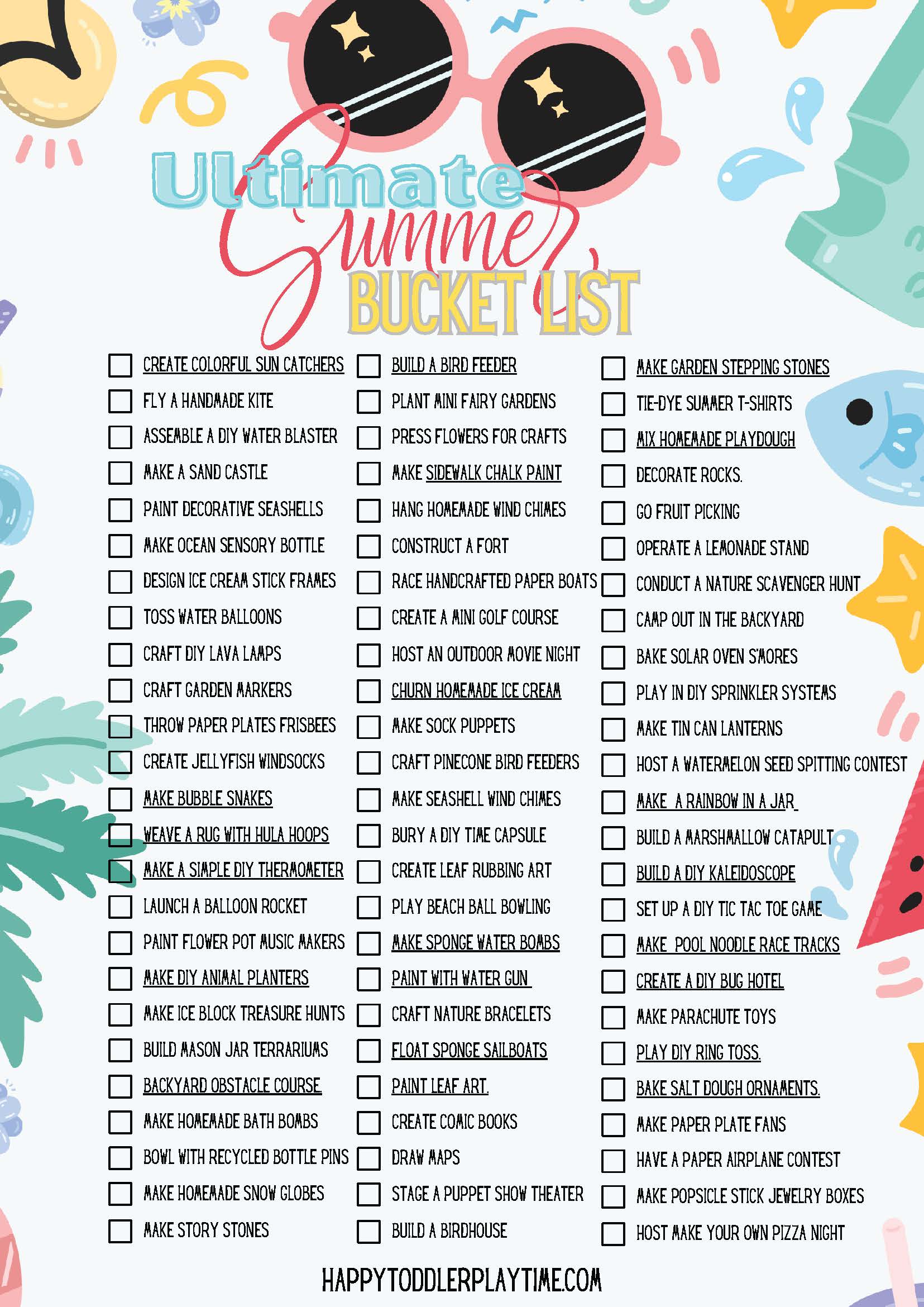 100 Ultimate Summer Craft Bucket List Ideas (with free printable ...