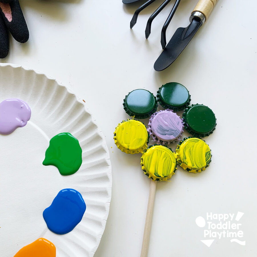 Bottle Cap Flowers: Cute Garden Craft for Kids - Happy Toddler Playtime