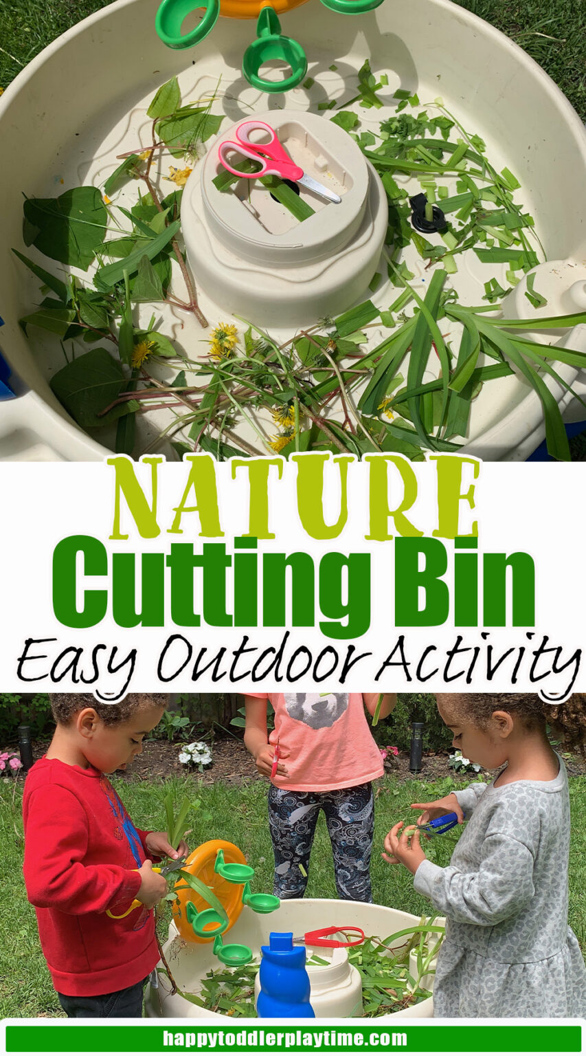 Easy Nature Cutting Bin for Preschoolers - Happy Toddler Playtime
