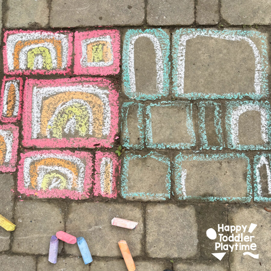 3 Simple Sidewalk Chalk Drawing Techniques using Water - Happy Toddler ...