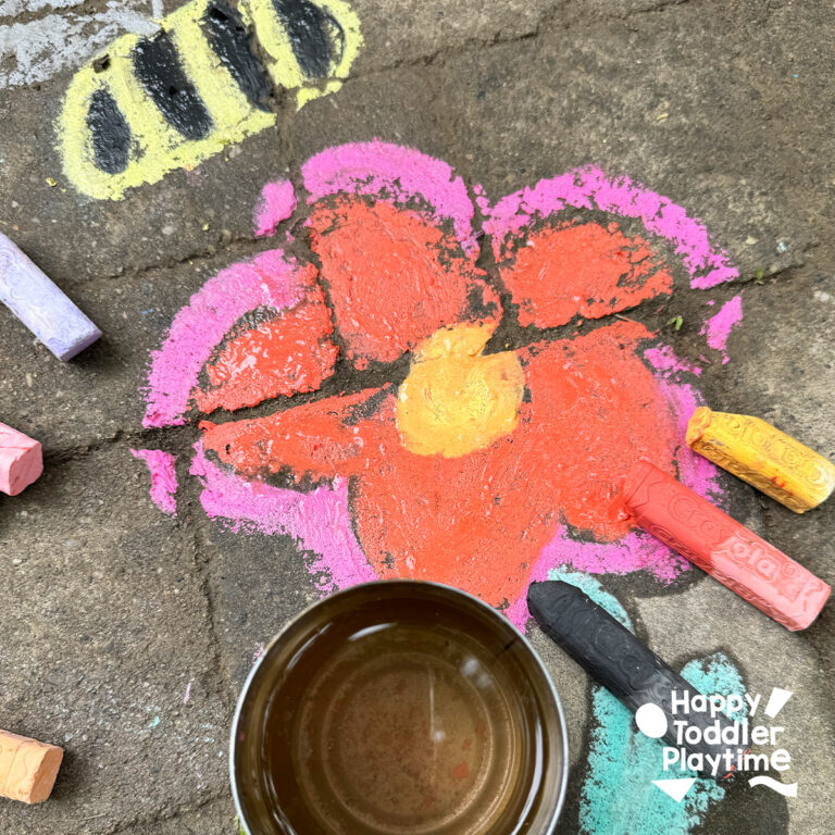 3 Simple Sidewalk Chalk Drawing Techniques using Water - Happy Toddler ...