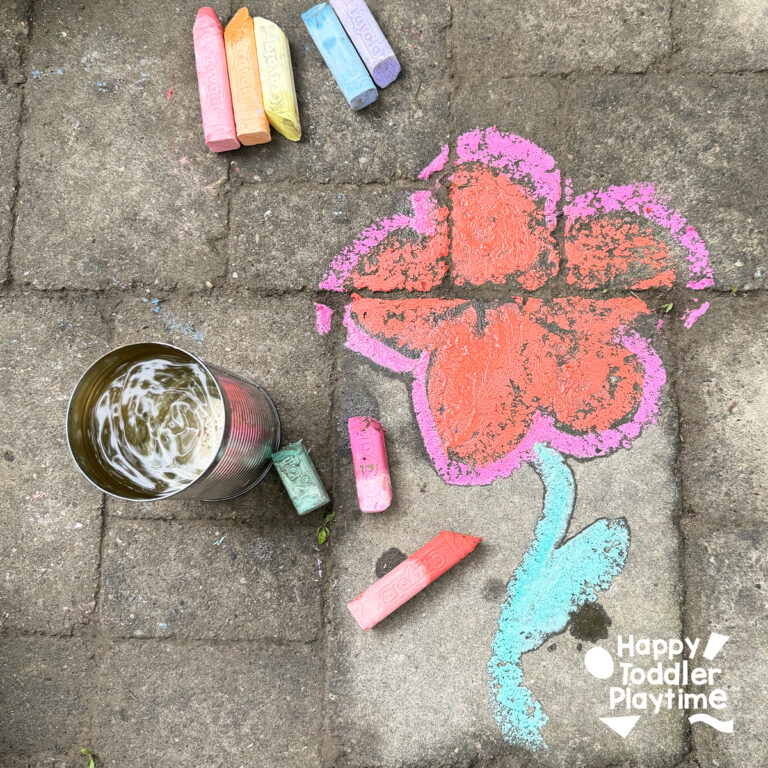 3 Simple Sidewalk Chalk Drawing Techniques using Water - Happy Toddler ...
