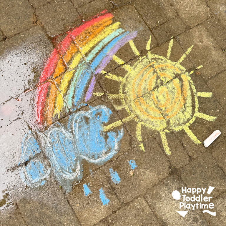 3 Simple Sidewalk Chalk Drawing Techniques using Water - Happy Toddler ...