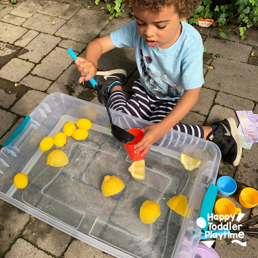 Lemon Sensory Bin - Happy Toddler Playtime